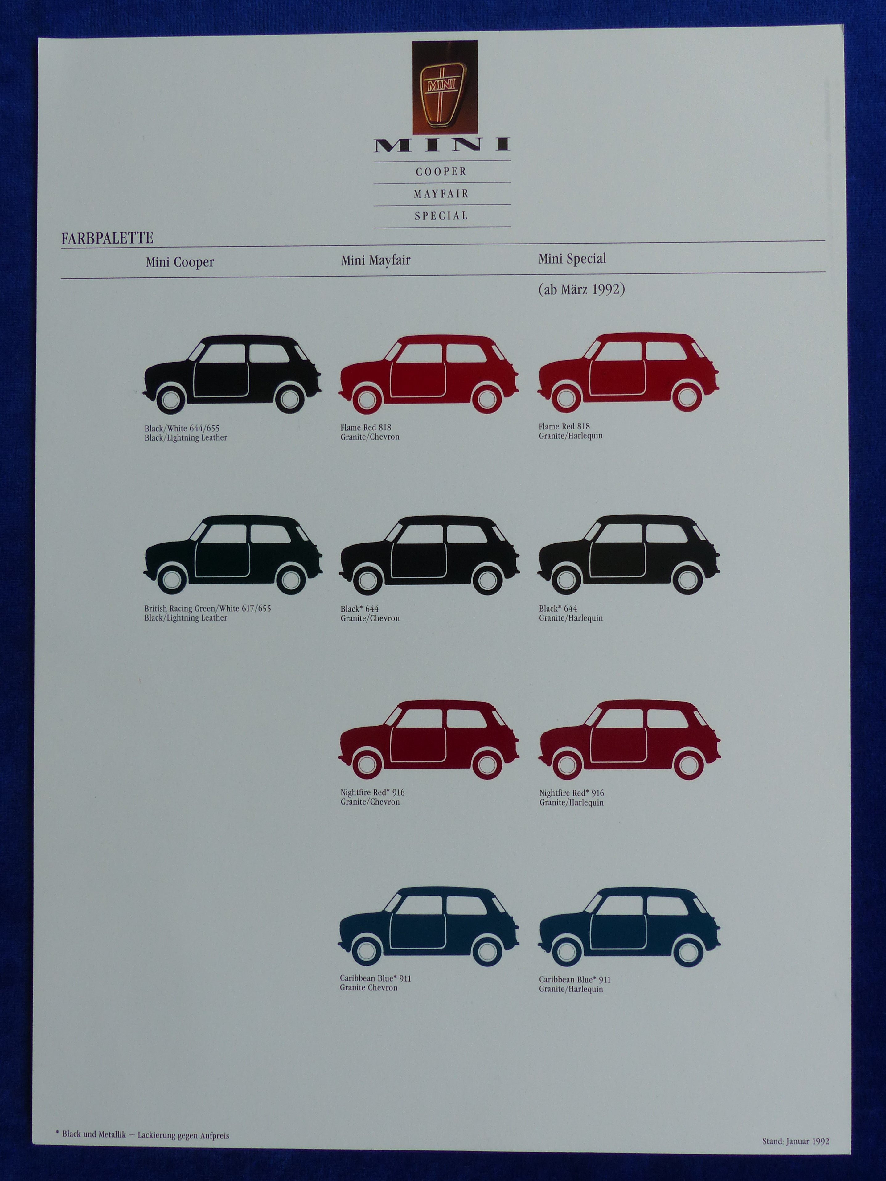 Mini Cooper Mayfair Special - Farben & Polster - Prospekt Brochure 01 ...